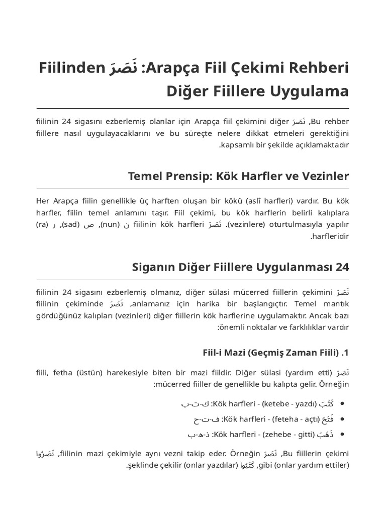 Arapca Fiil Cekim Rehberi | PDF