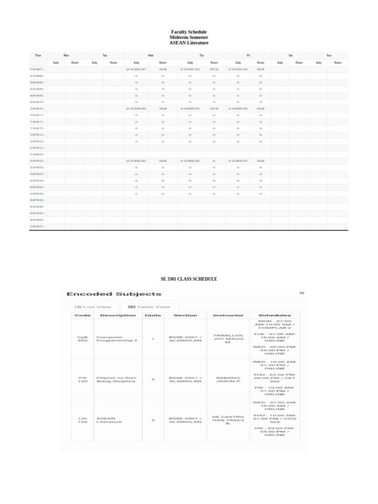 Faculty Schedule | PDF