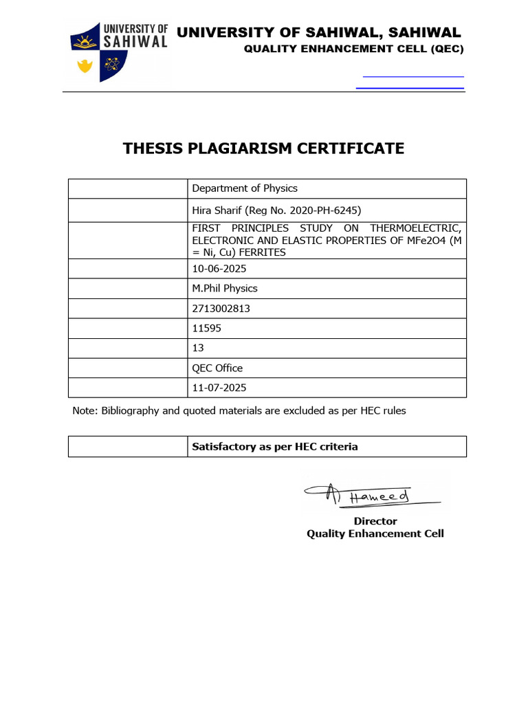 Thesis Plagiarism Certificate-688 | PDF