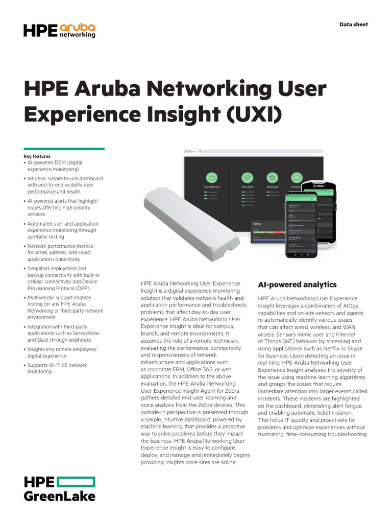 HPE Aruba Networking User Experience Insight (UXI)-A00048302enw | PDF ...