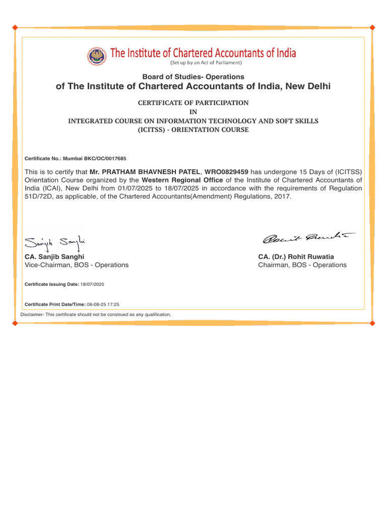 OP Certificate | PDF