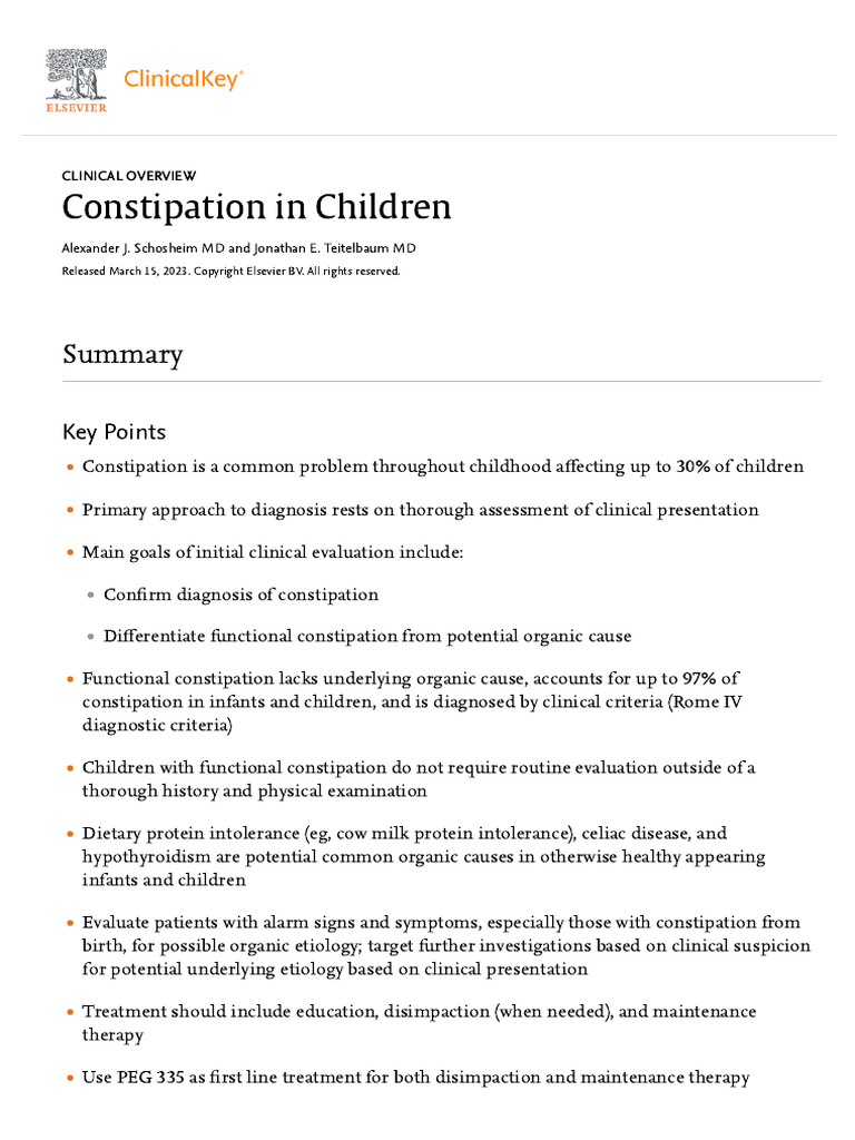 Pediatric Constipation: Diagnosis & Treatment | PDF | Constipation | Rectum