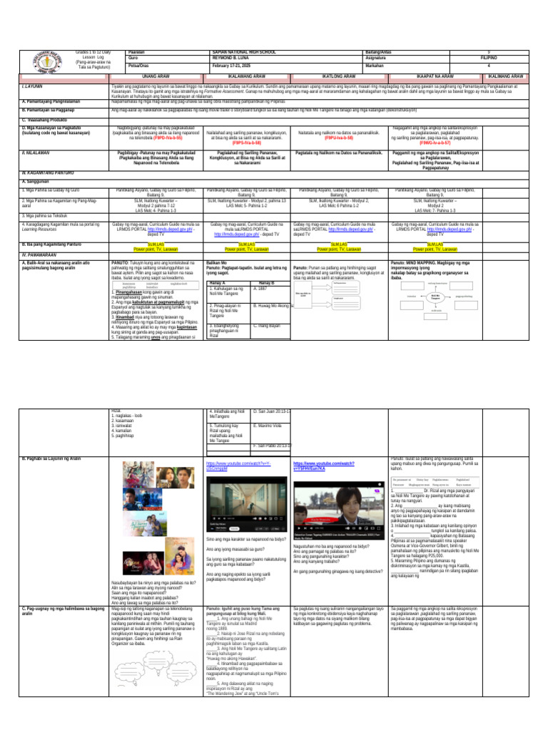 Filipino 9 DLL Q4 W2 | PDF