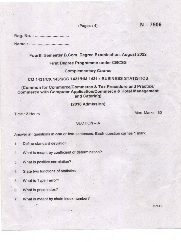 Business Statistics 2022 | PDF