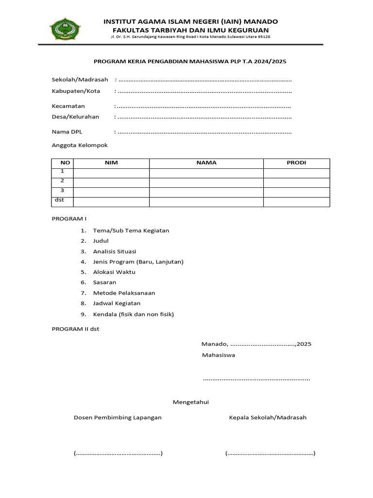 Penilaian Pengabdian Mahasiswa PLP 2025 | PDF