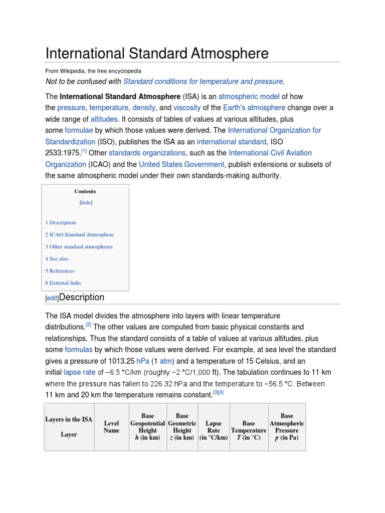 International Standard Atmosphere | PDF | Gases | Physical Chemistry