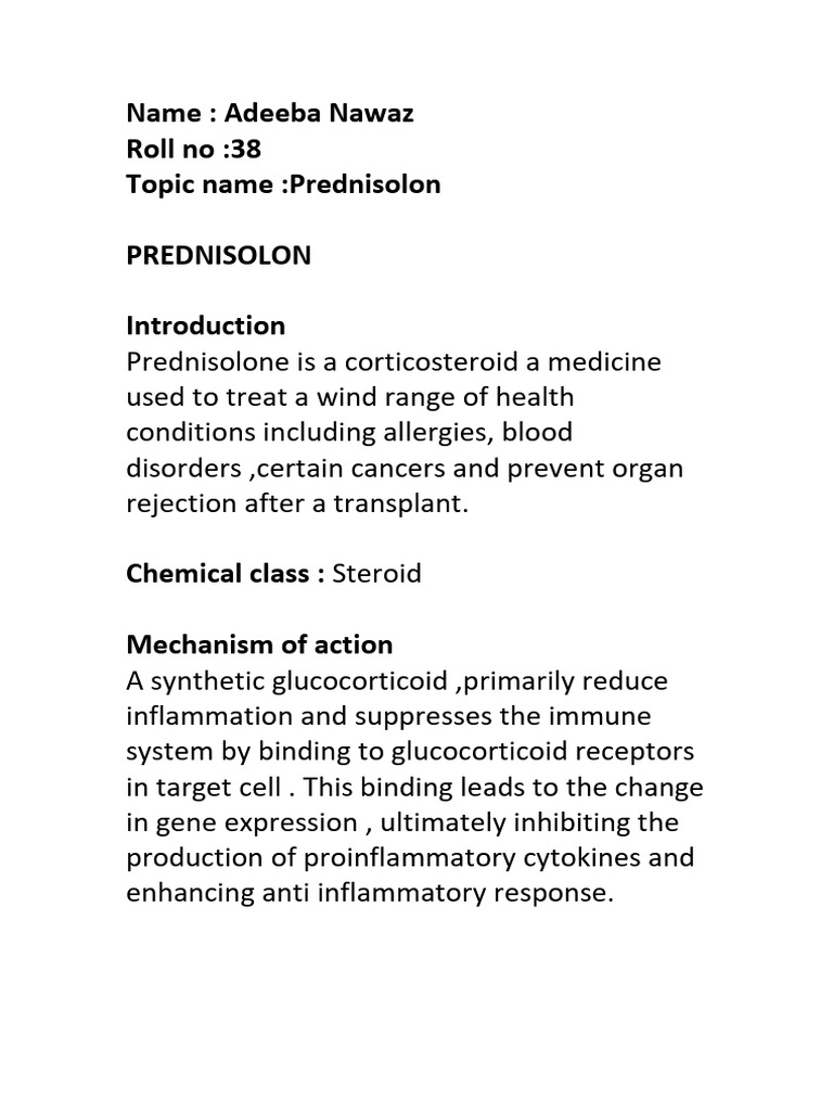 Overview of Prednisolone Usage | PDF