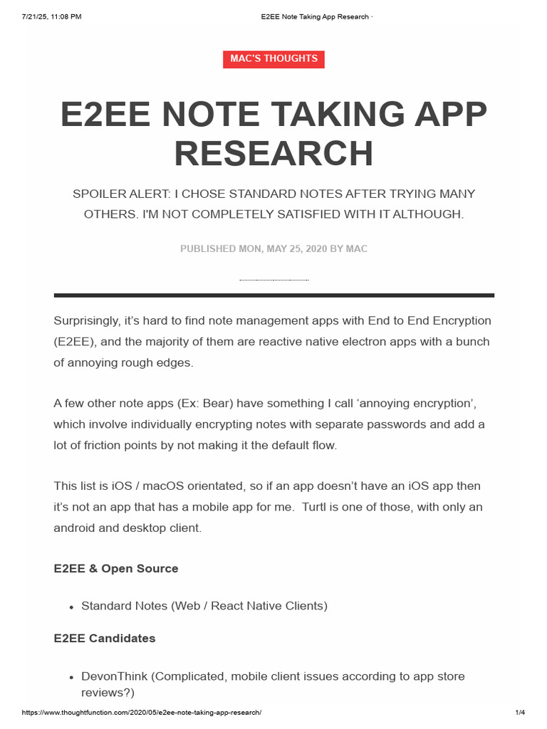 Choosing Standard Notes for E2EE | PDF | Mobile App | Ios