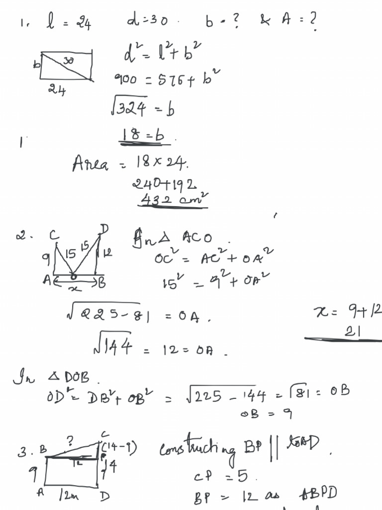 Pythagoras Test Answers | PDF