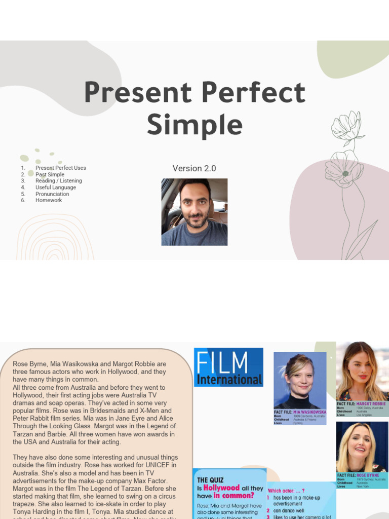 Lesson 12 Present Perfect Pdf Grammar Syntax