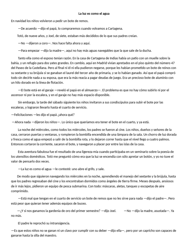La Luz Es Como El Agua | PDF