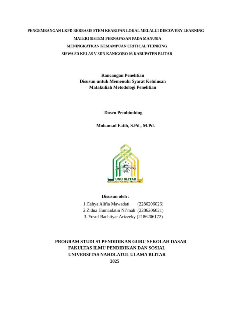 Laporan_lkpd Berbasis Stem_sem Genap Ta 24-25_pgsd Unu Blitar _zidna_6 ...