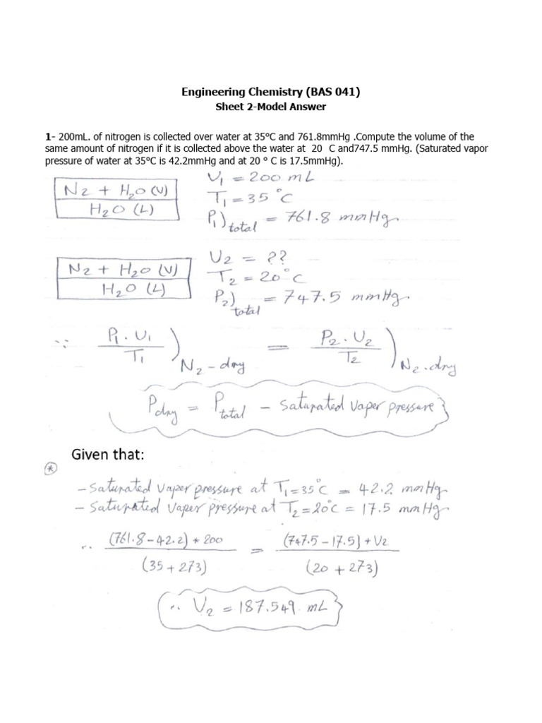 Sheet 2-Model Answer - Chemistry | PDF | Gases | Oxygen