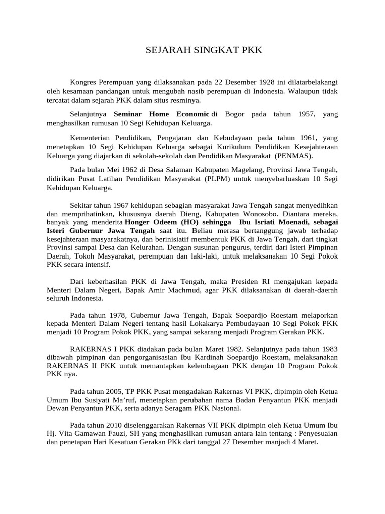 Sejarah PKK di Indonesia | PDF