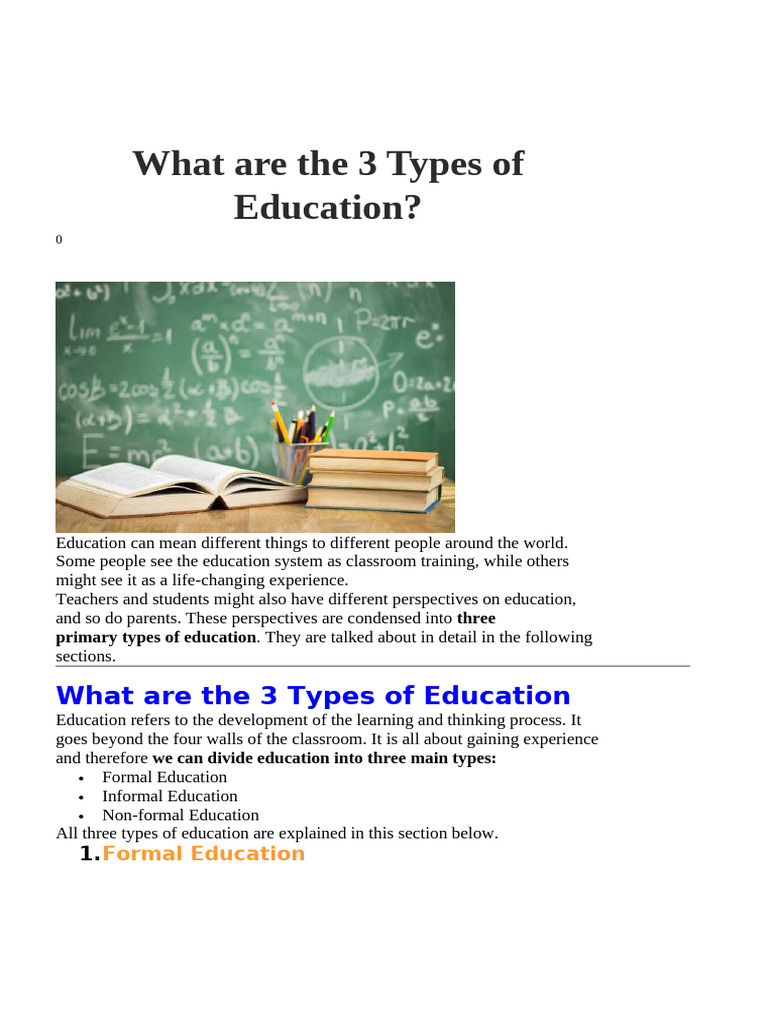 Three Types of Education Explained | PDF | Schools | Teachers
