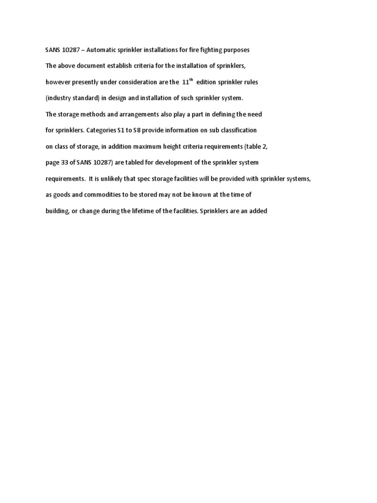 Sans 10287 | PDF | Fire Sprinkler System | Computing