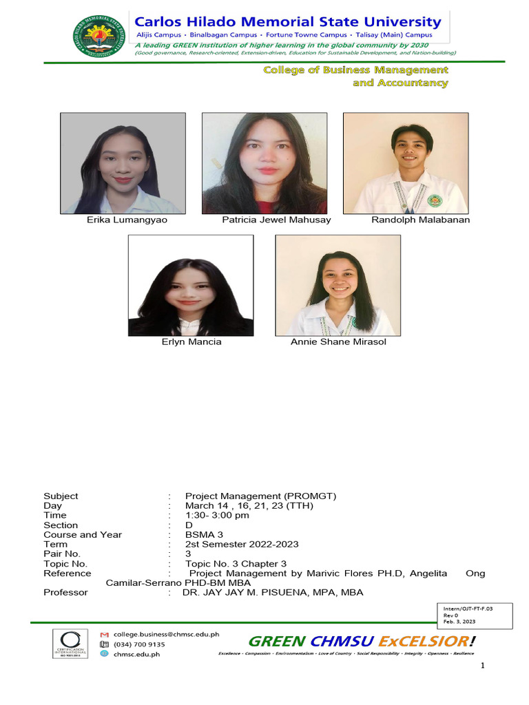 Chapter 3 Project Management | PDF | Leadership | Thought