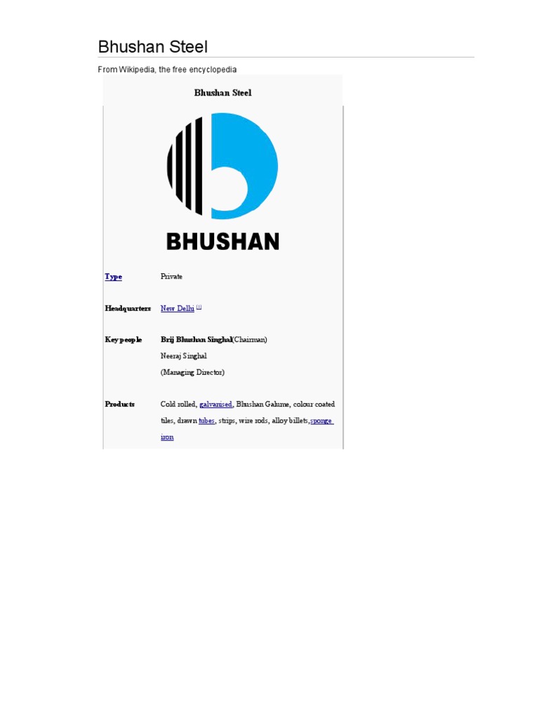 Bhushan Steel | PDF | Industries | Steel