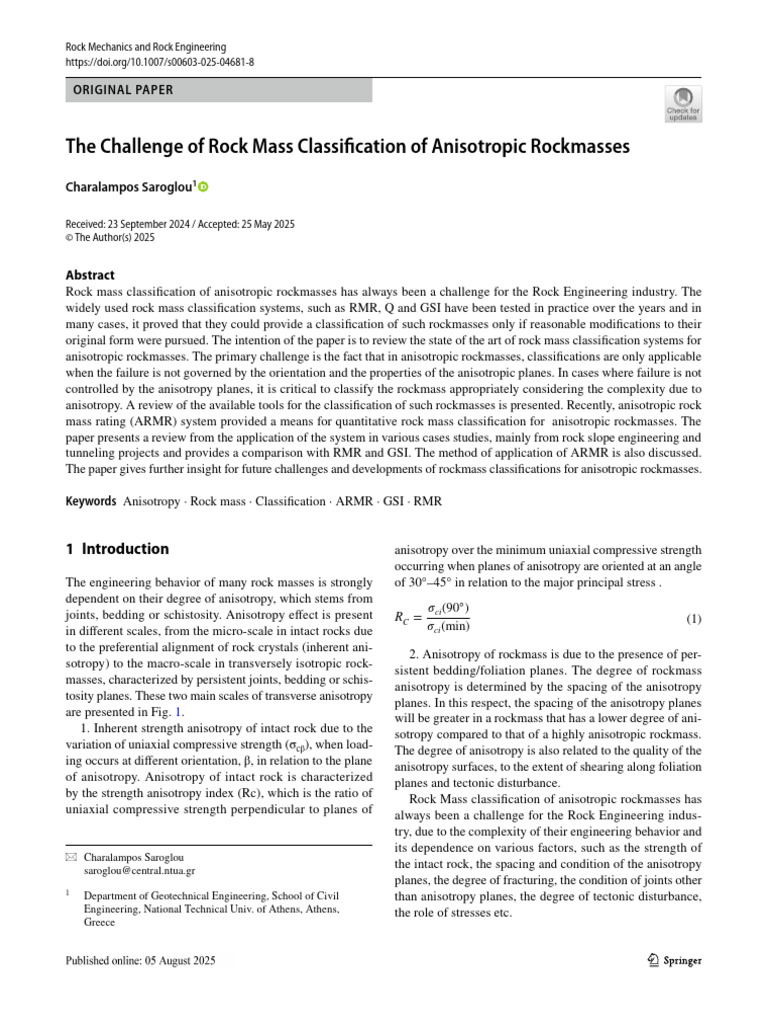 Anisotropic Rockmass Classification Challenges | PDF | Anisotropy ...