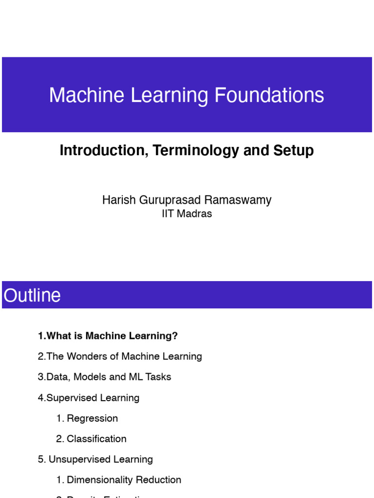 Machine Learning Foundations Overview | PDF | Machine Learning ...