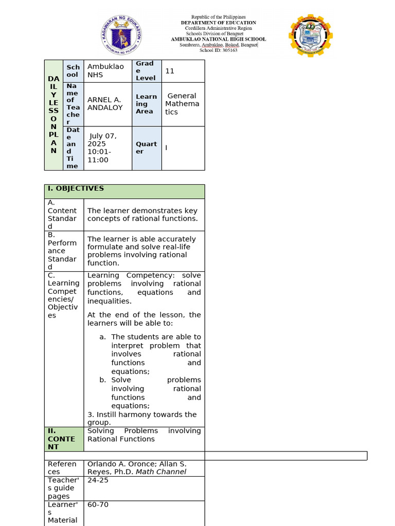 Problem Solving On Rational Functions. | PDF