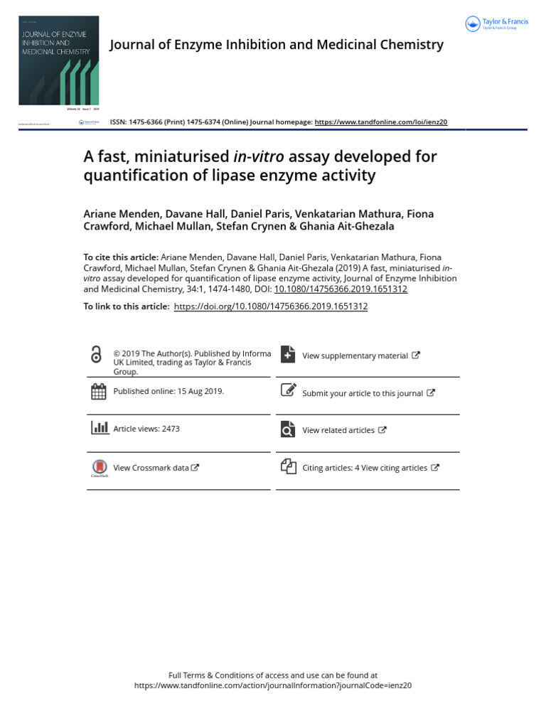 A Fast Miniaturised in Vitro Assay Developed For Quantification of ...