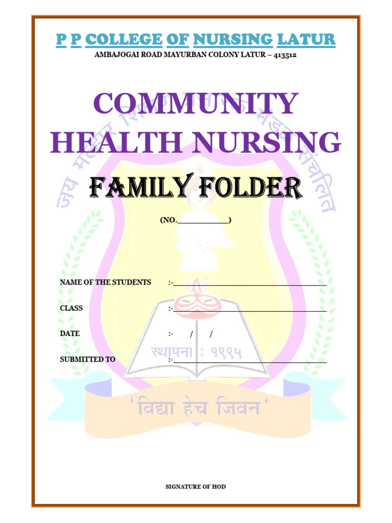 Community Health Nursing Family Folder | PDF