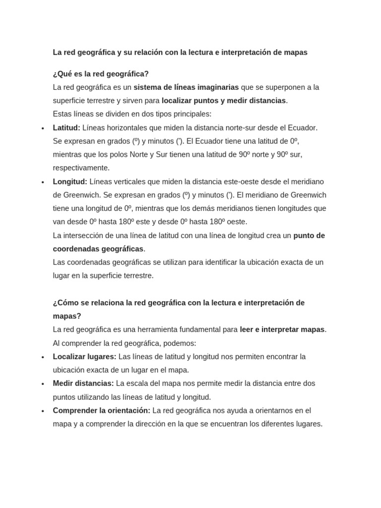 La red geográfica y su uso en mapas | PDF | Mapa | Longitud