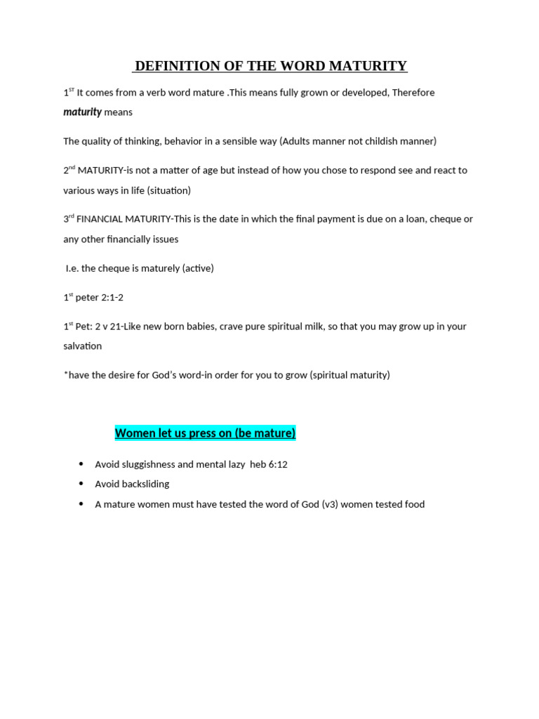 Definition of The Word Maturity | PDF | Anger | Love