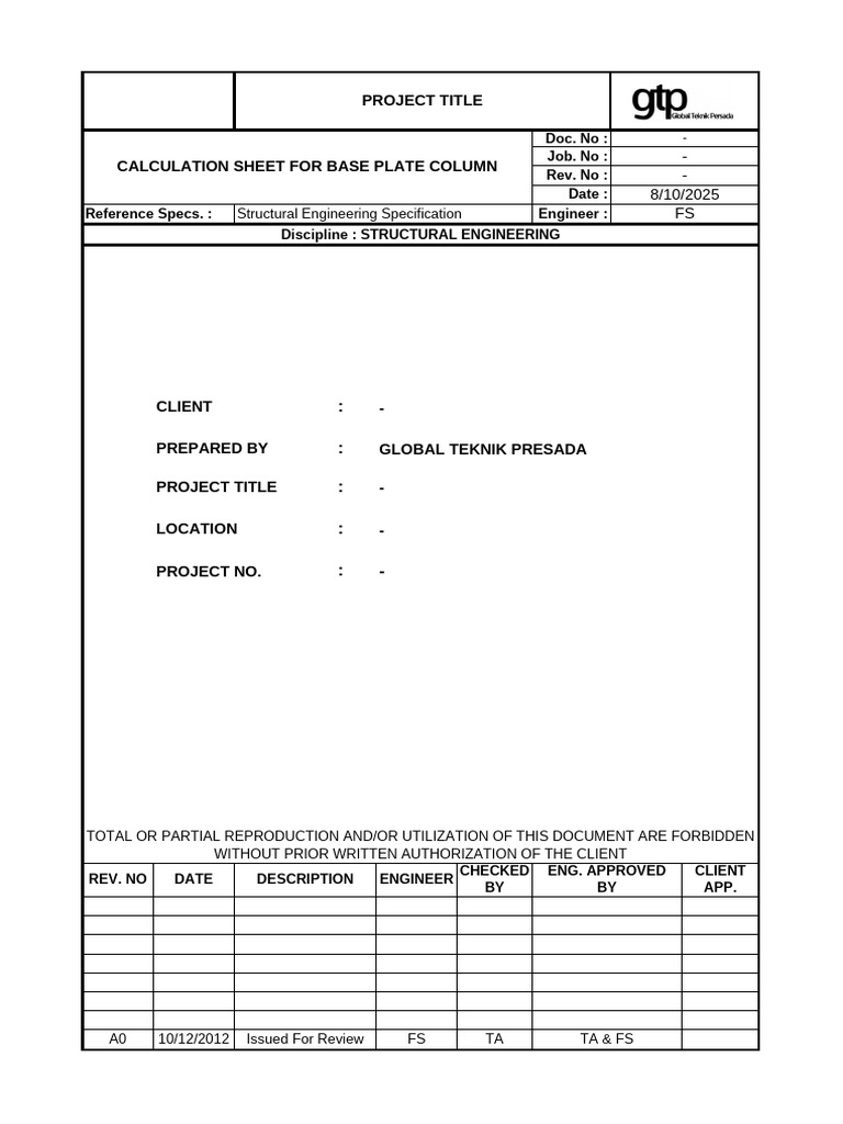 Miscellaneous Steel Column Base Plate Jis H Section | PDF | Bending ...