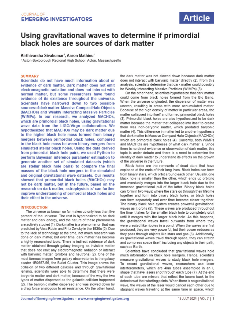 Gravitational Waves and Dark Matter | PDF | Dark Matter | Black Hole