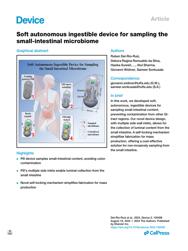Soft Autonomous Ingestible Device For Sampling The Small-Intestinal ...