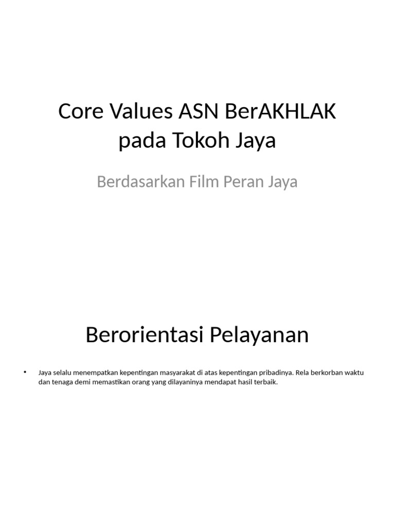 Core Values ASN BerAKHLAK Jaya | PDF