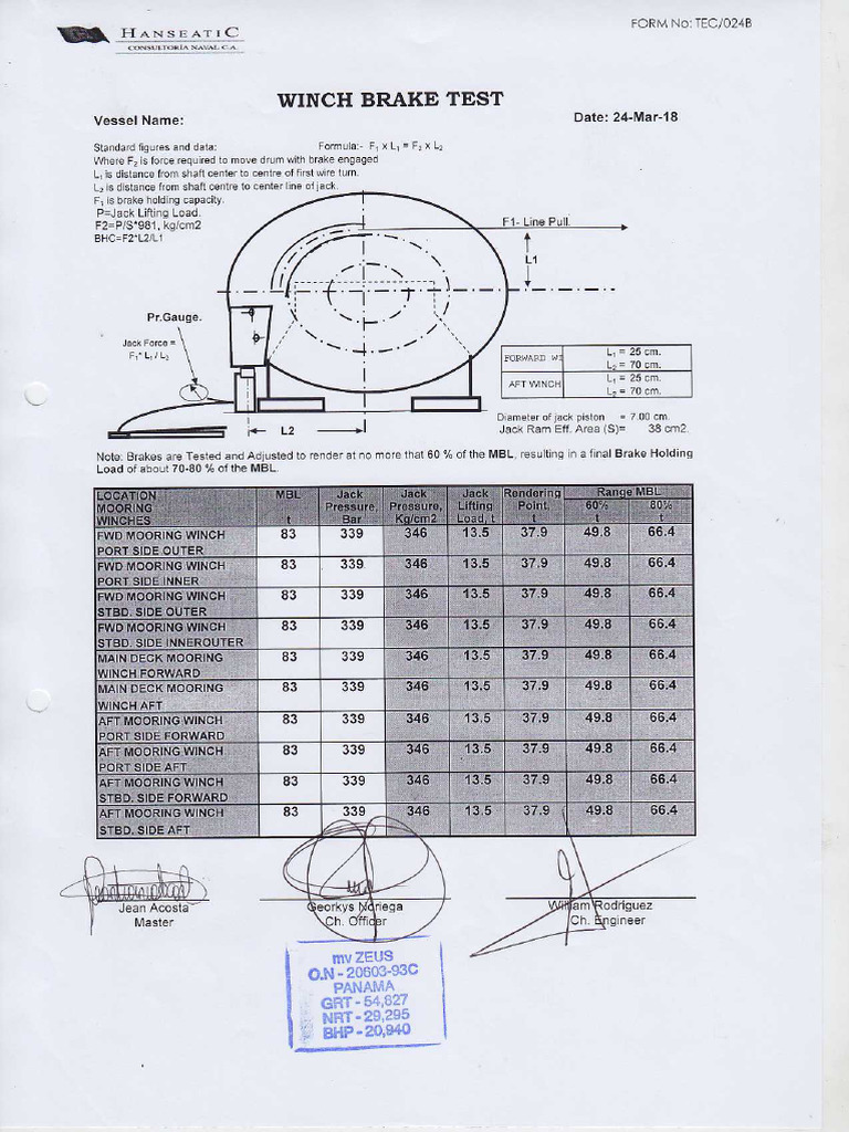 Winch Brake Holding Test Formula | PDF | Vehicles