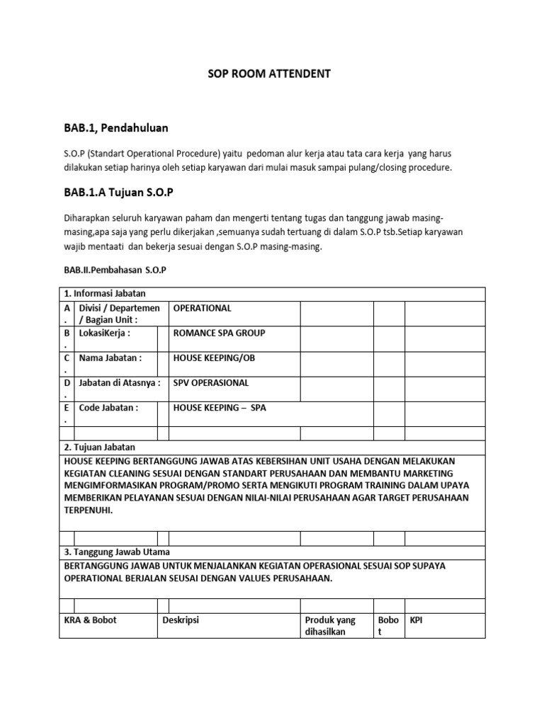Sop Room Attendient | PDF