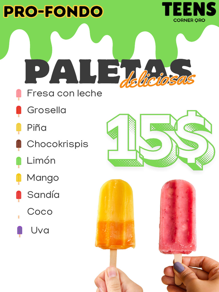 Menú Paletas de Hielo Ilustrado Rosa | PDF