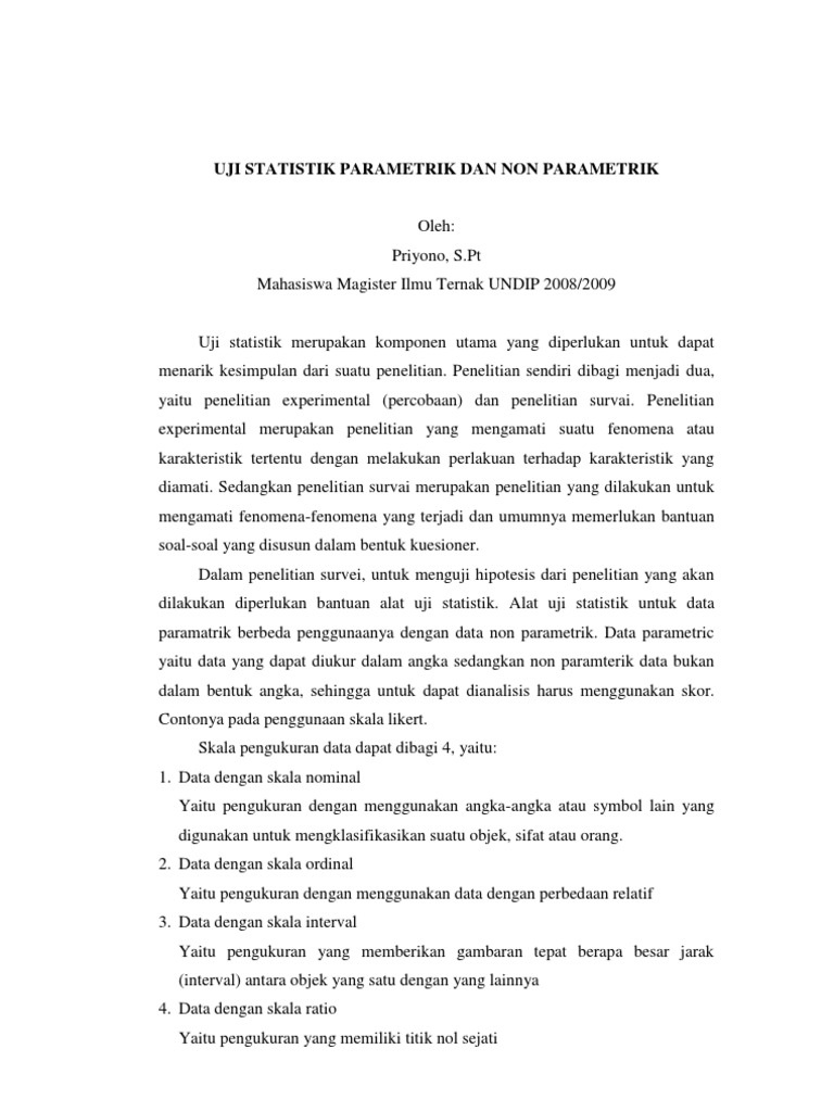 Uji Statistik Parametrik Dan Non Parametrik | PDF