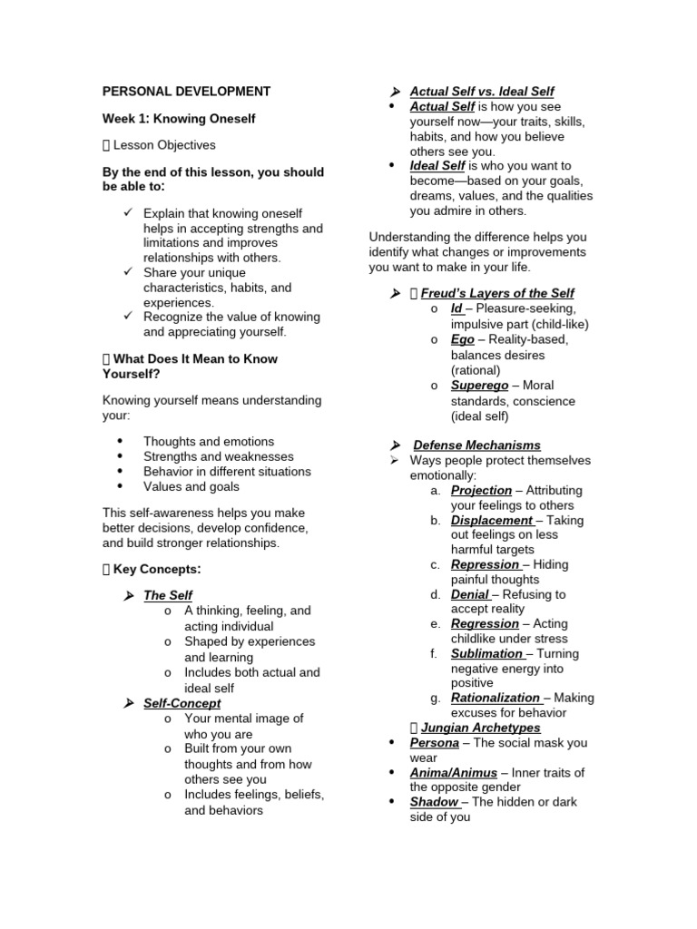 Knowing Oneself Reviewer 1 | PDF | Psychology | Psychological Concepts