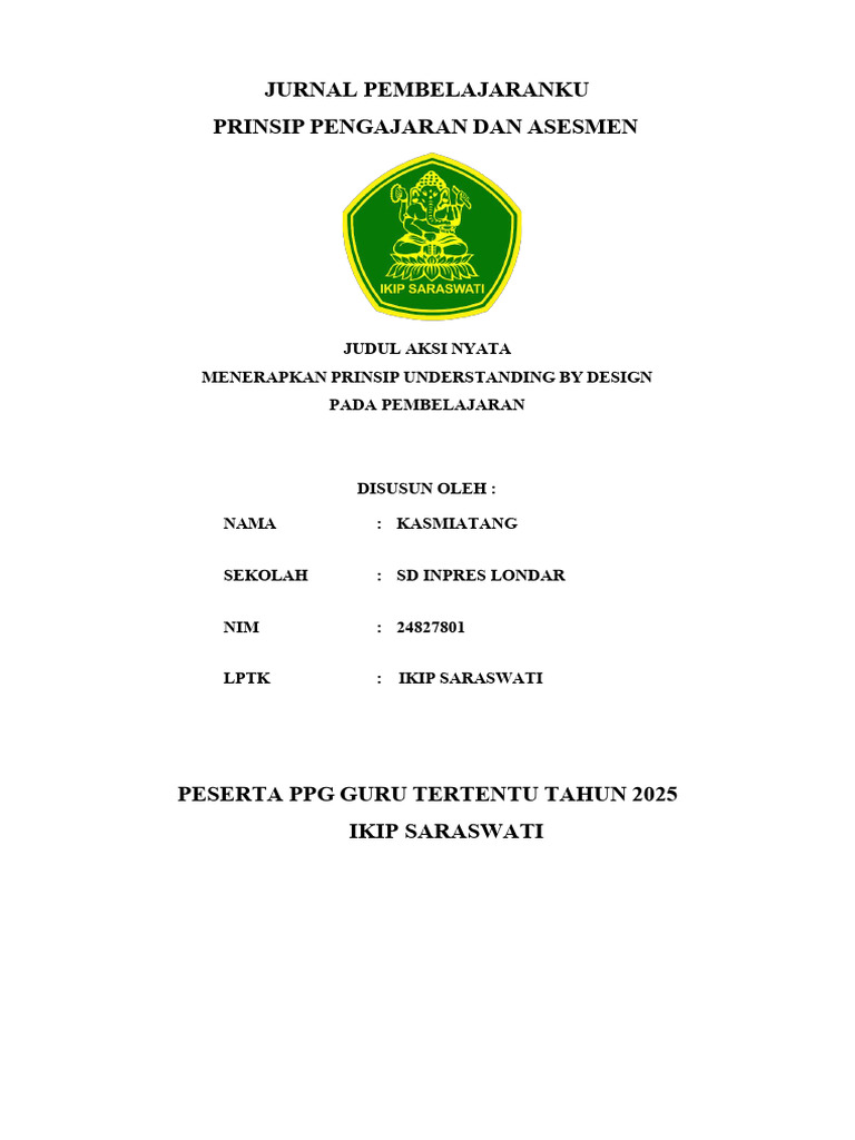 Modul Jurnal 1-Menerapkan Prinsip Understanding by Design Pada Pembelajaran | PDF