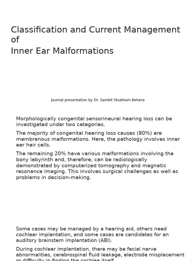 Inner Ear Malformations Overview | PDF | Ear | Hearing