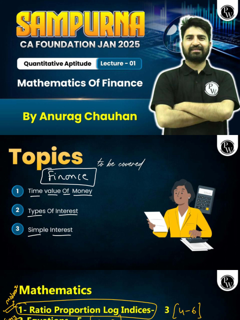 1-Mathematics of Finance 01 Class Notes | PDF