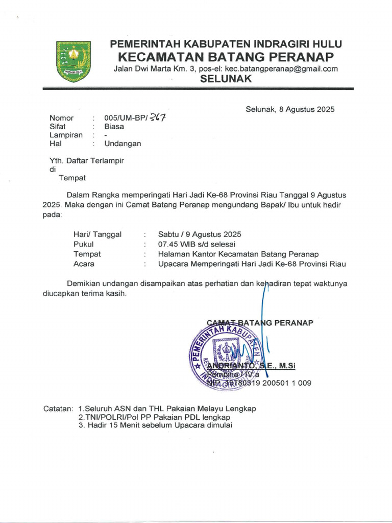 Undangan Hut Riau | PDF