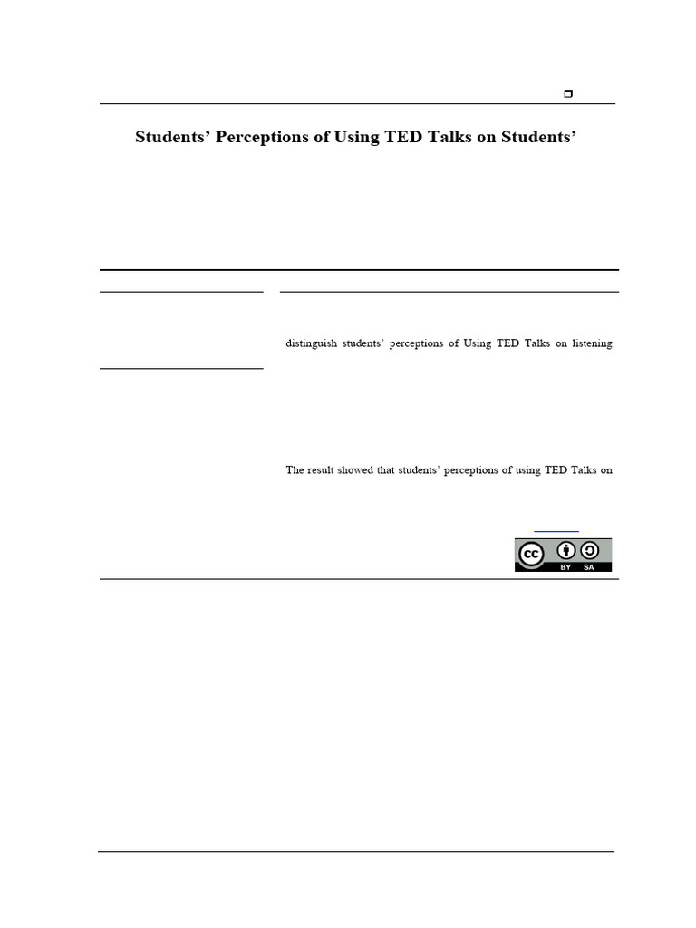 Students Perceptions of Using TED Talks On Student | PDF | Perception ...