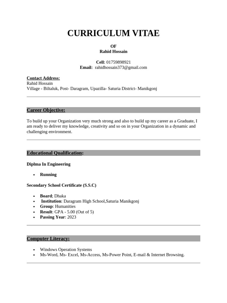Curriculum Vitae | PDF