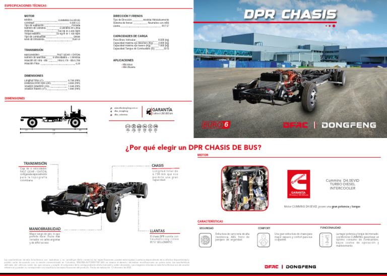Especificaciones Chasis DPR Microbus | PDF | Eje | Vehículo de motor