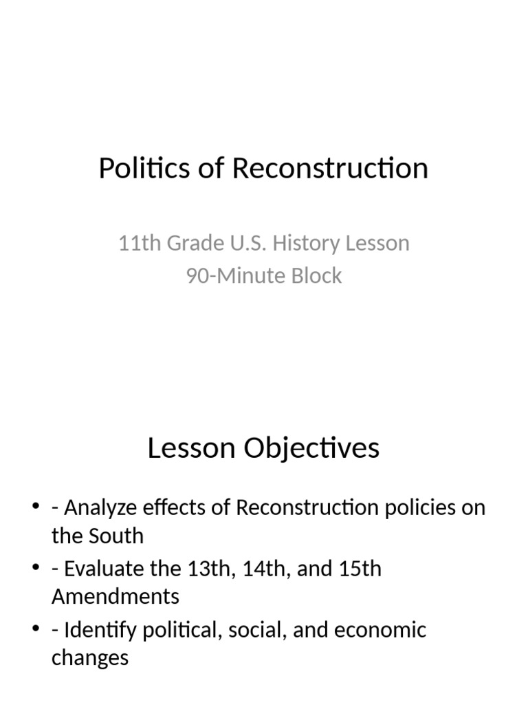 Politics of Reconstruction Presentation | PDF