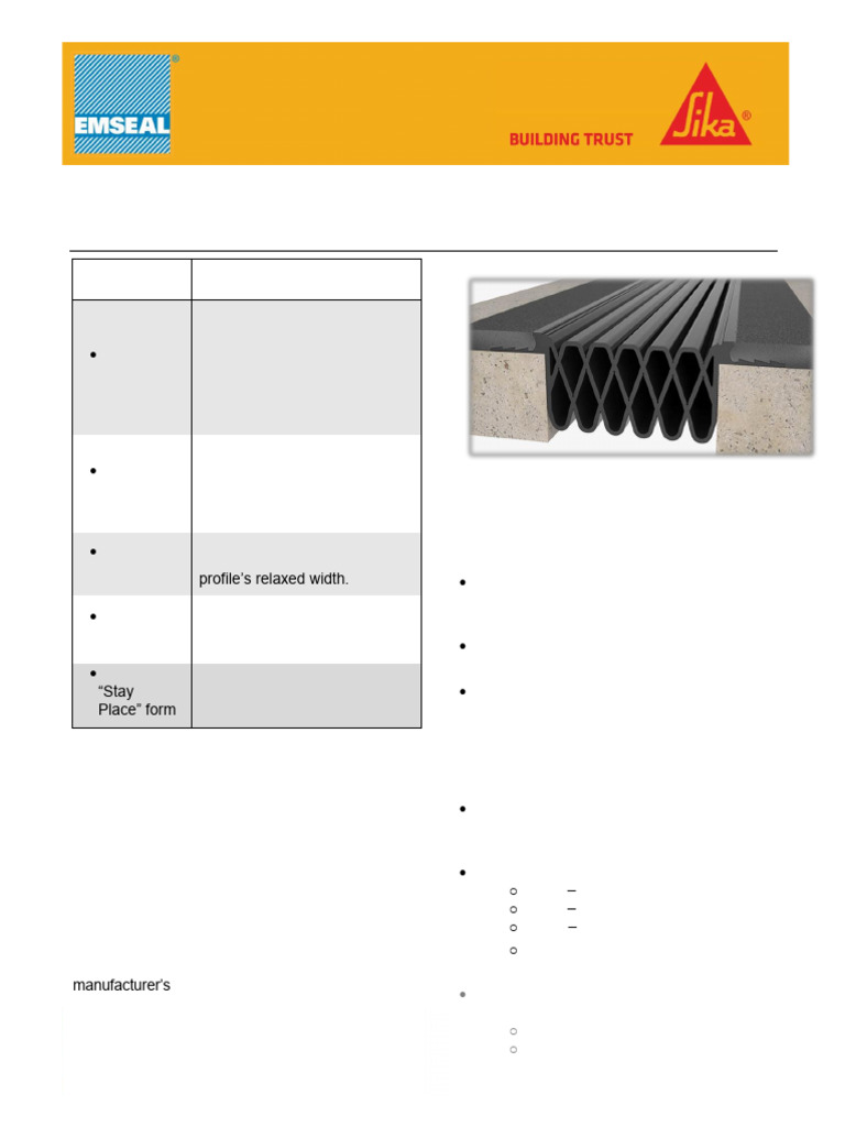 WaboCrete® Gen II Expansion Joint System | PDF | Concrete | Materials