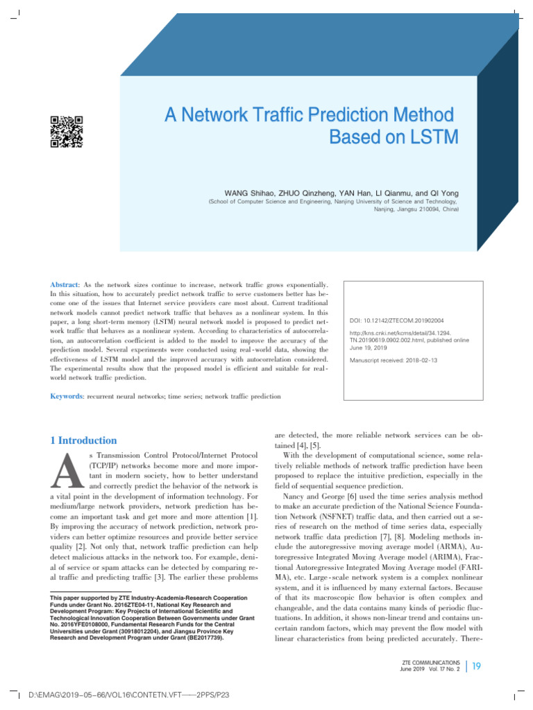 A Network Traffic Prediction Method Based On LSTM | PDF | Autoregressive Integrated Moving ...