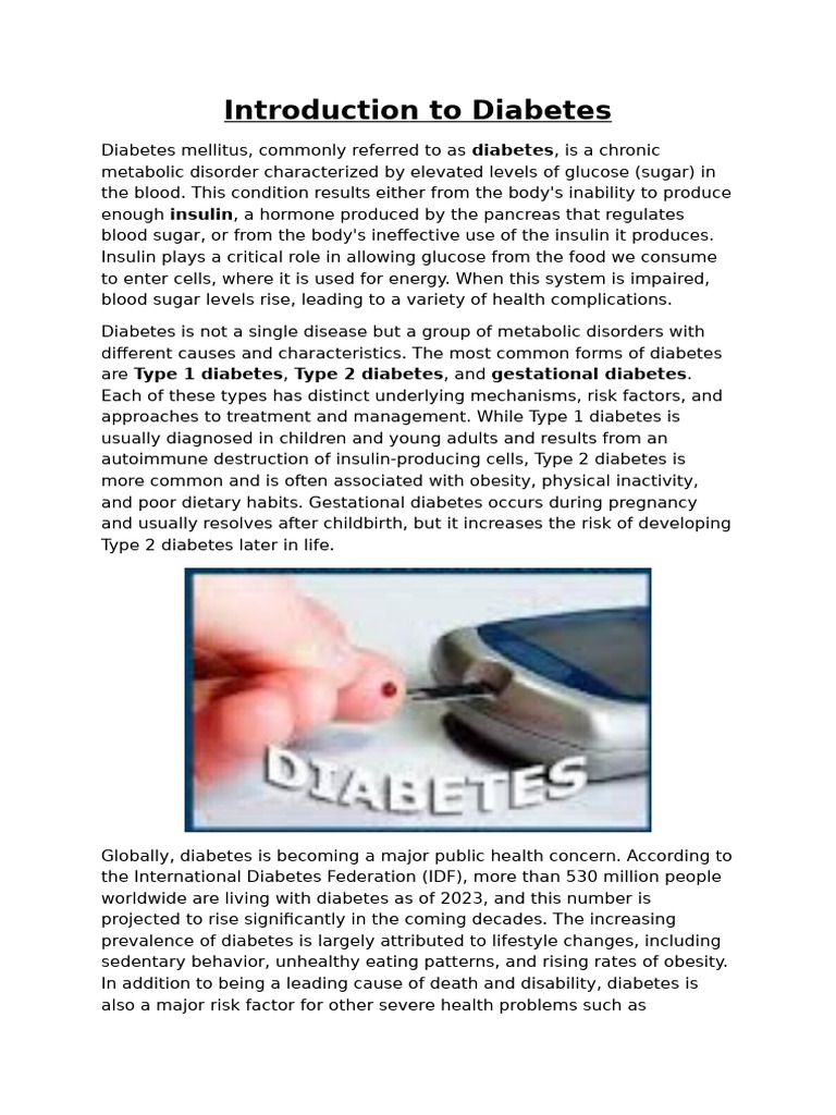 Introduction To Diabetes | PDF | Diabetes | Diabetes Management