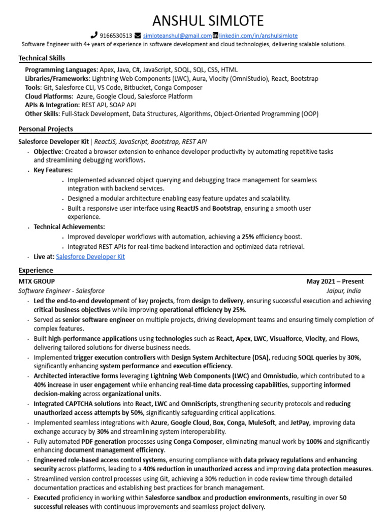 Anshul 20simlote 20resume | PDF | Software Development | Cloud Computing